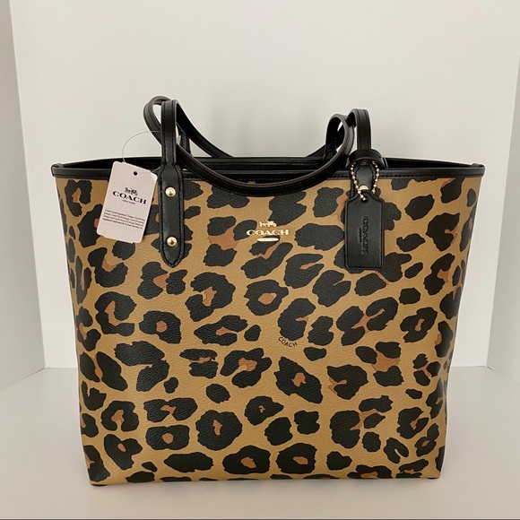 Coach | Bags | Coach Leopard Print Reversible City Tote | Poshmark